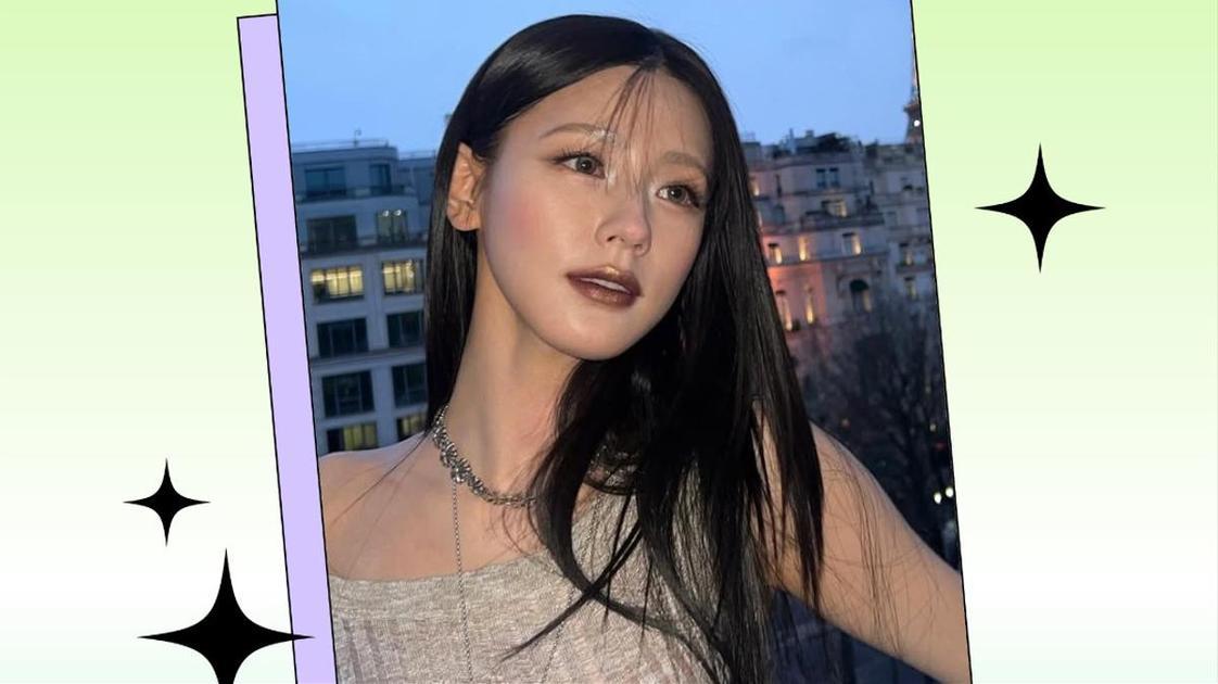 Коричневые губы с блестками: идея смелого темного макияжа на лето 2025 от Миён из i-dle | theGirl