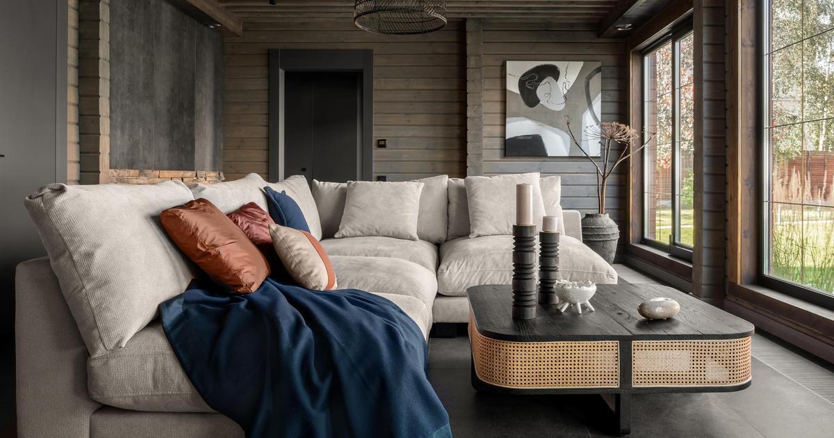 Банный дом 66 м² в темных тонах в Подмосковье | myDecor